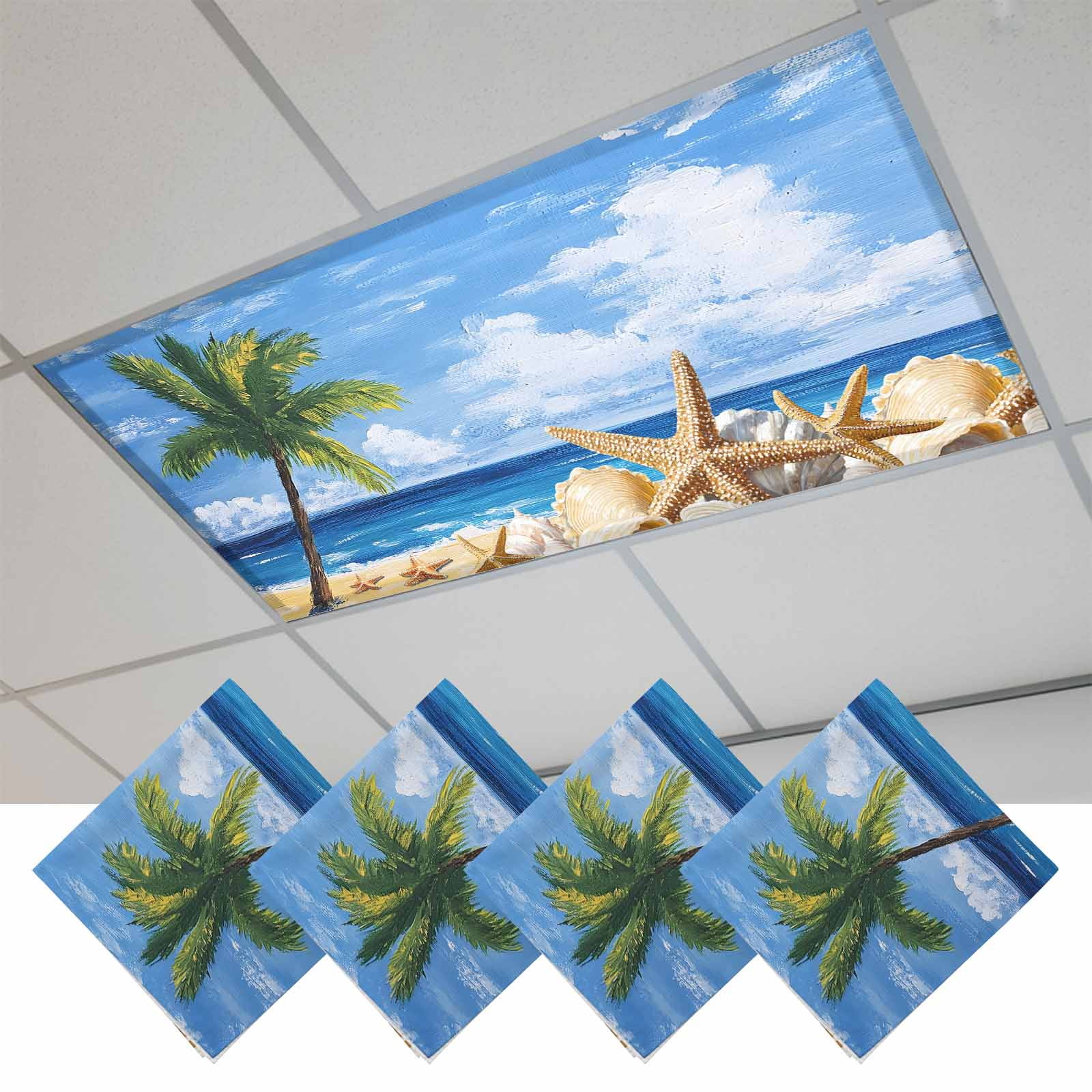 Summer Palm Tree Magnetic Fluorescent Light Covers for Ceiling Lights ...