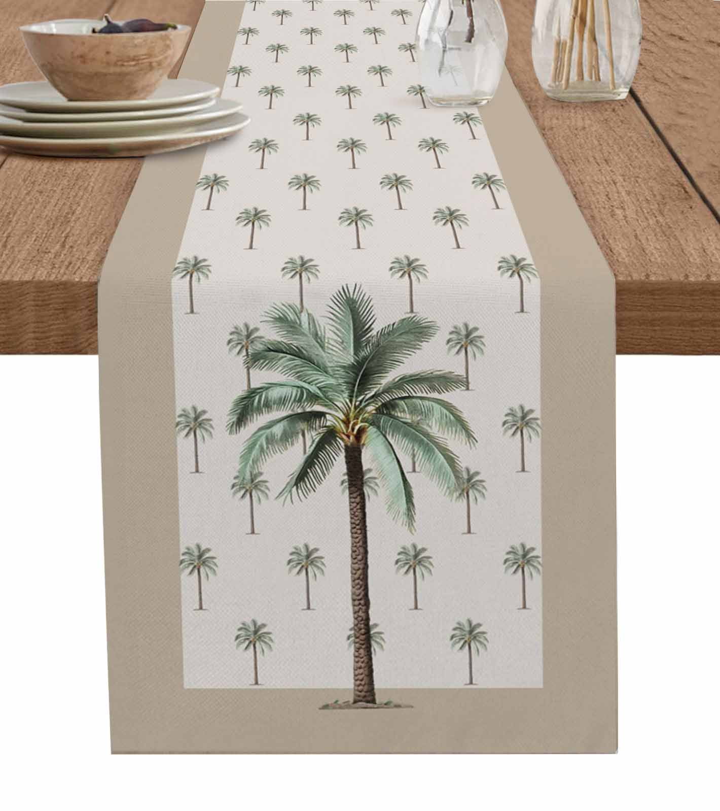 Summer Palm Tree Table Runner Farmhouse Green Tropical Plants ...