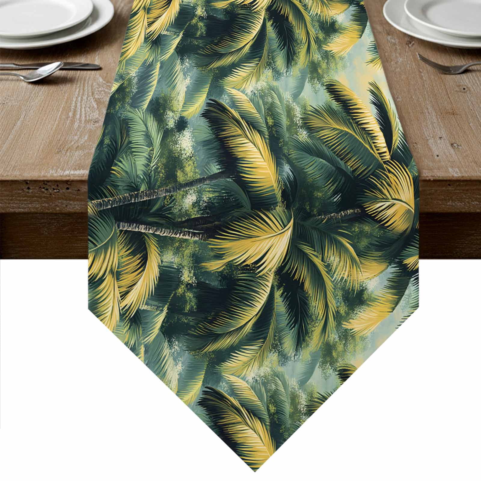 Summer Palm Tree Table Runner Linen Burlap Table Runner 60 Inches Long ...