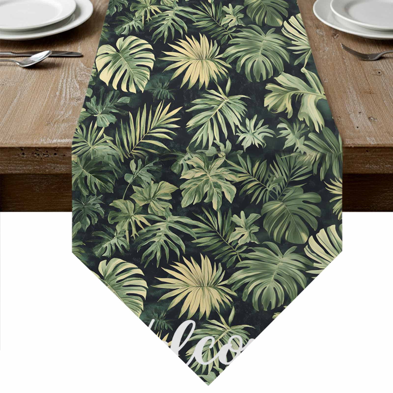 Summer Palm Tree Table Runner Linen Burlap Table Runner 60 Inches Long ...