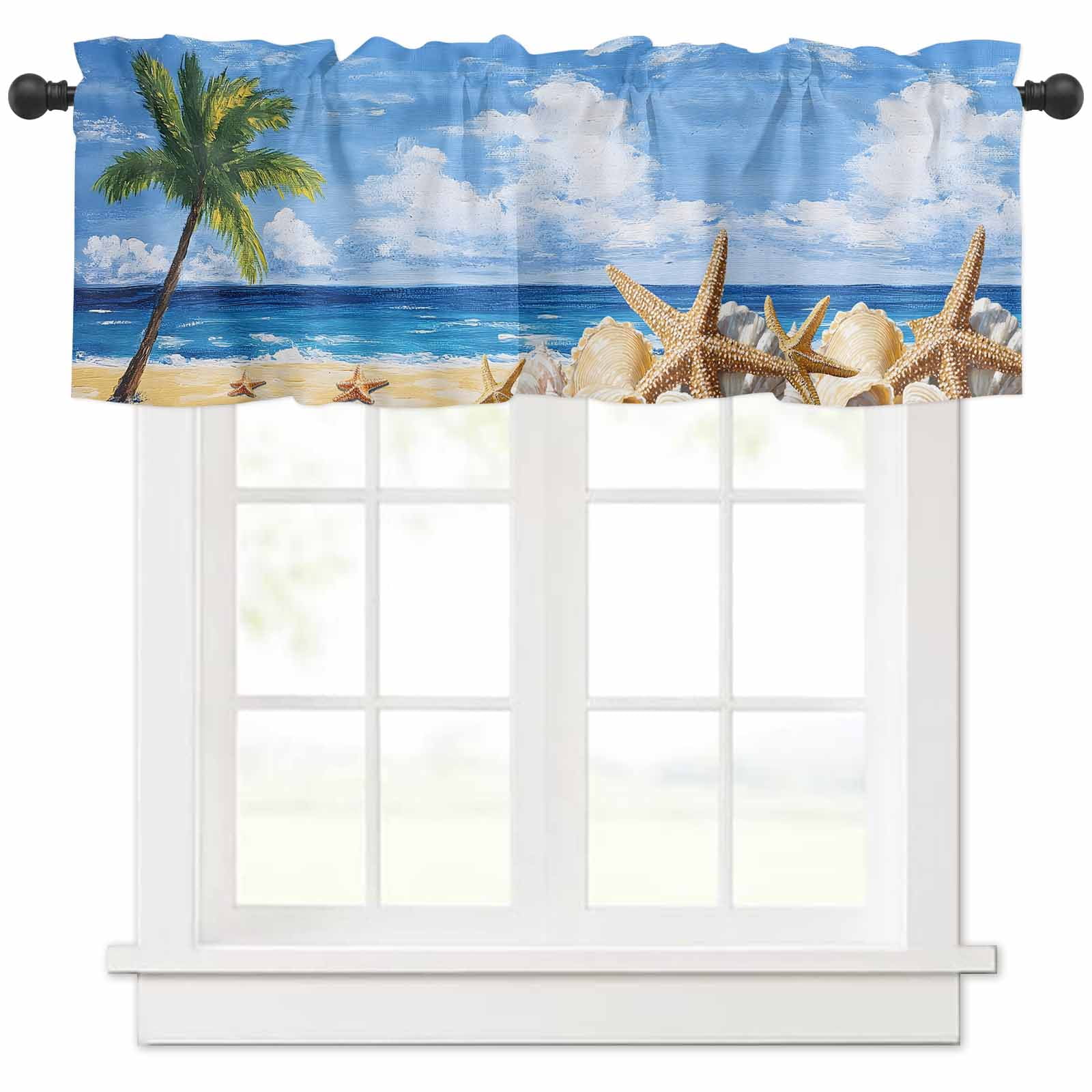 Summer Palm Tree Valances for Windows Farmhouse Kitchen Curtains ...