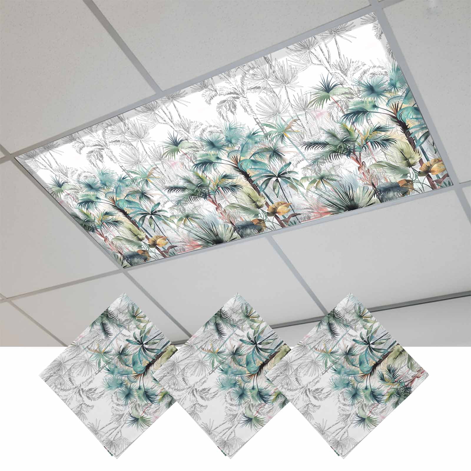 Summer Palm Trees Fluorescent Light Covers, Botanical Tropical Leaves ...
