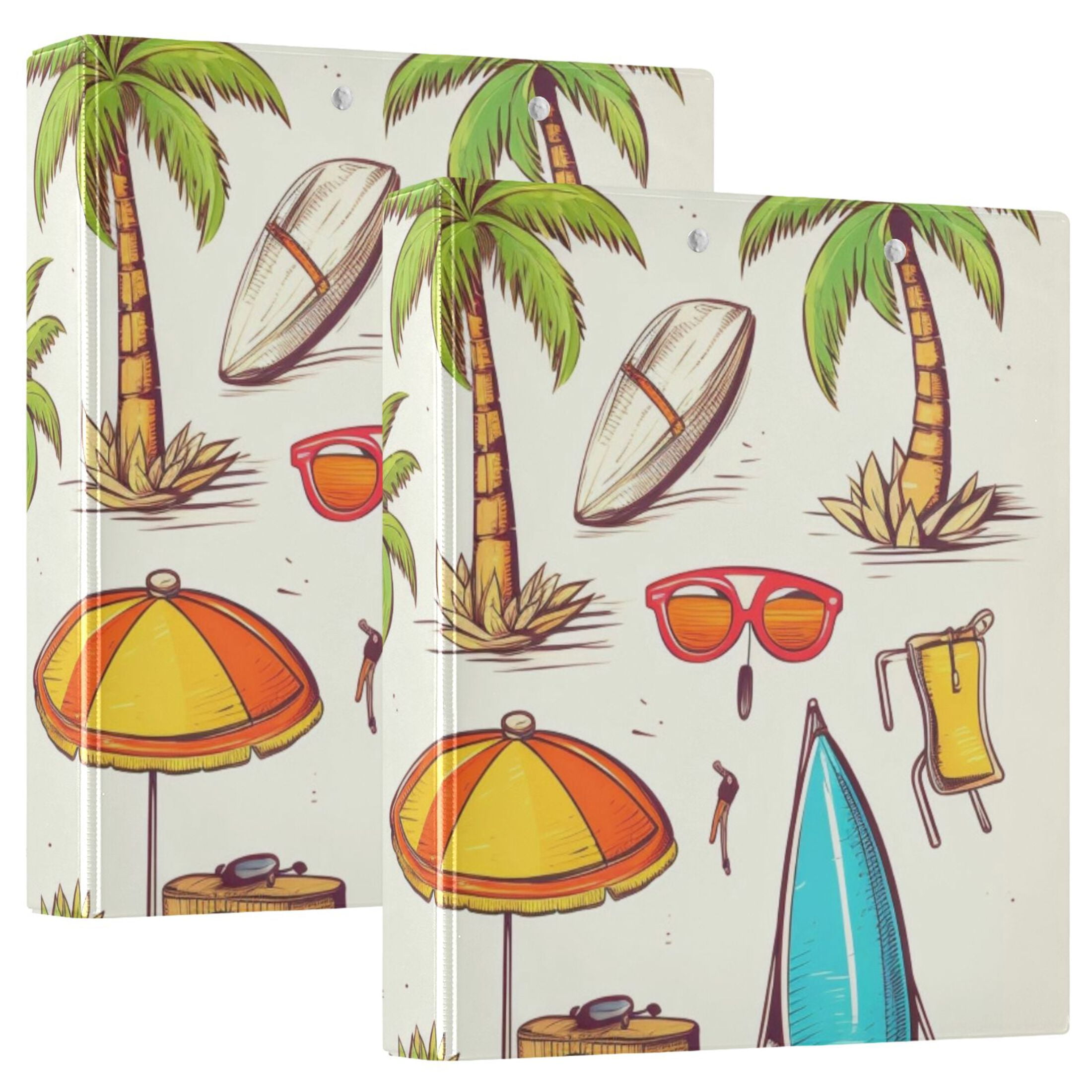 Summer Palm Trees Hardcover 3 Ring Binder 1.5 inch Round Rings with ...