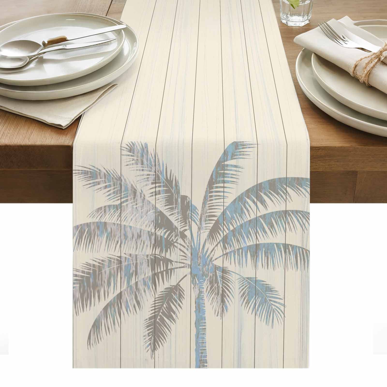 Summer Palm Trees Table Runner - 90 Inch Long, Kitchen Dining Table ...