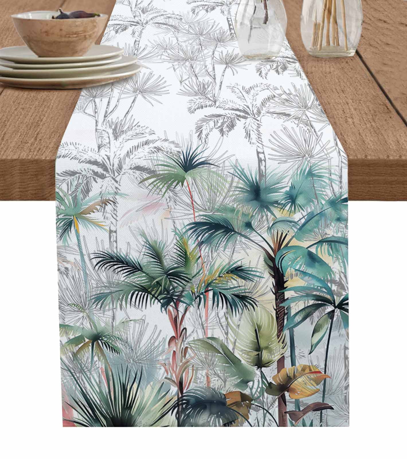 Summer Palm Trees Table Runner Botanical Tropical Leaves Tablerunners ...