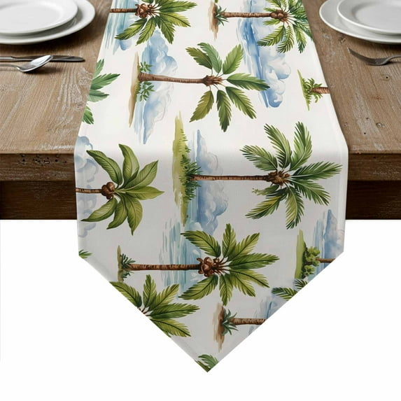 Summer Palm Trees Table Runner Linen Burlap Table Runner 72 Inches Long ...