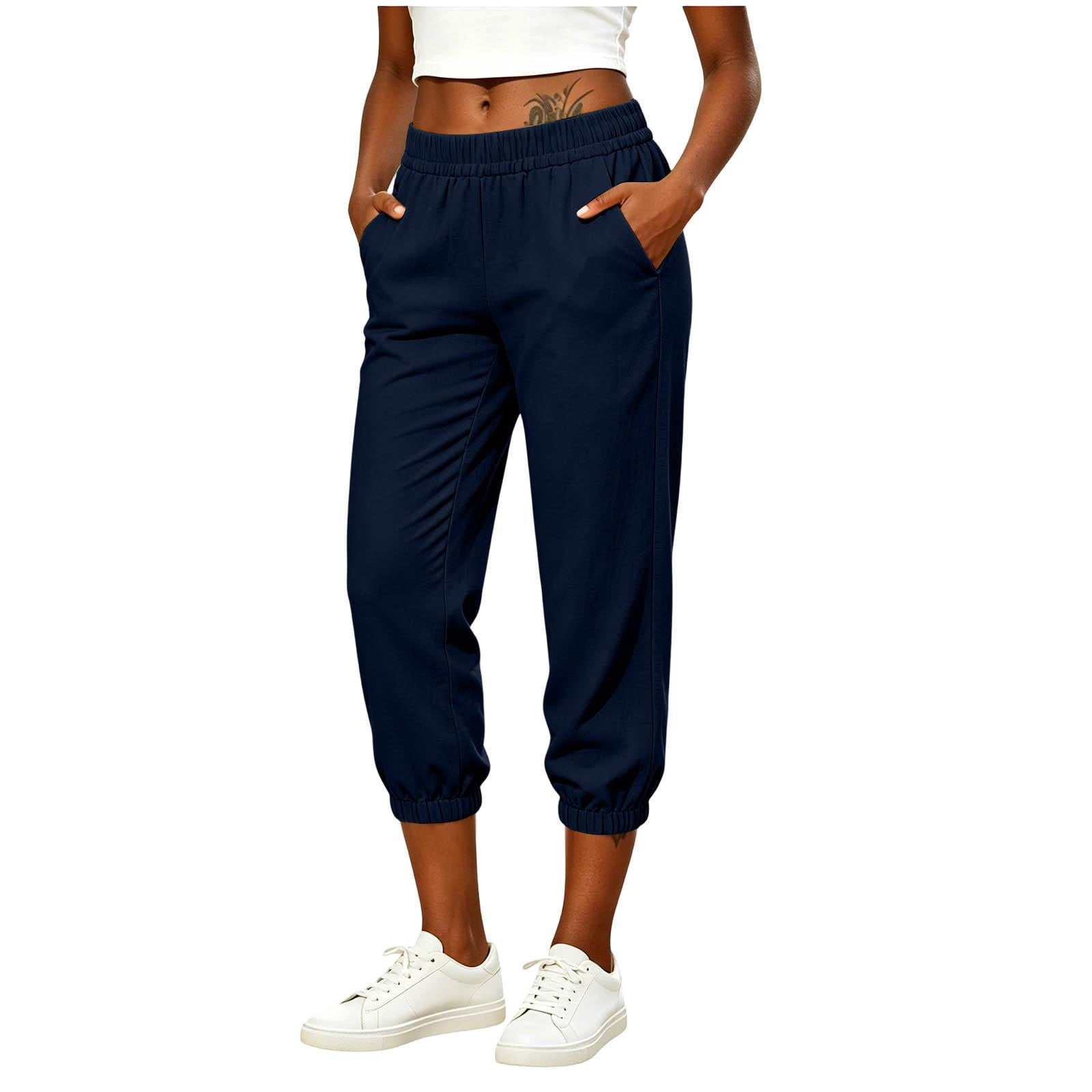 Summer Pants For Women 2026 Loose Pocket High Waist Casual Cotton And ...