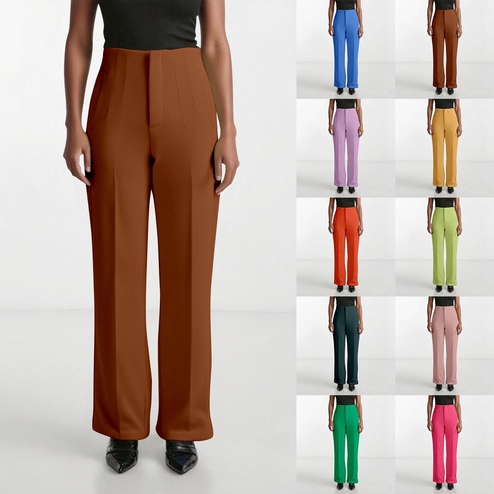 Summer Pants For Women Slim Fit Solid Color Pleated Micro Elastic ...