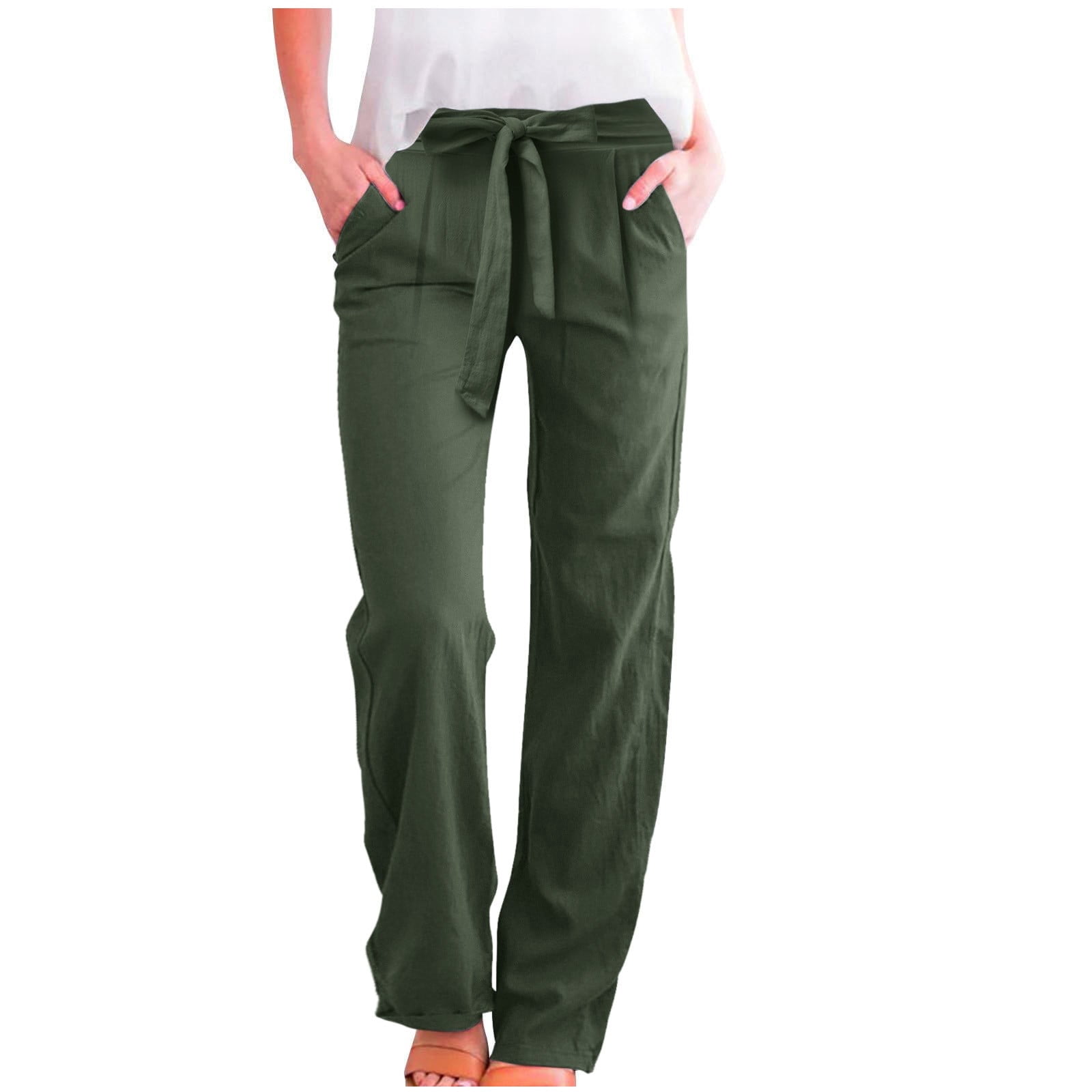 Summer Pants for Women Elastic Waist Pants Work Clothes Cute Athletic ...