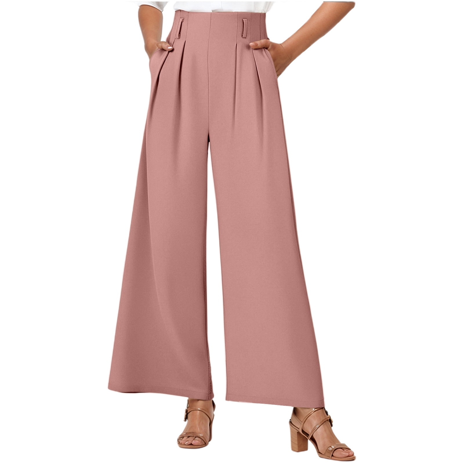 Summer Pants for Women High Waist Texture Pleated Wide Leg Pants Women ...