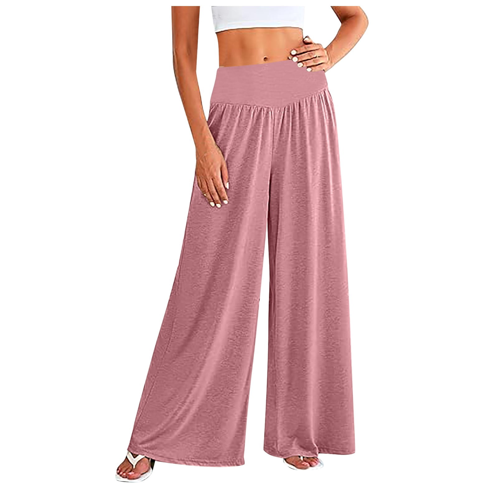 Summer Pants for Women High Waisted Flowy Palazzo With Pockets Business ...