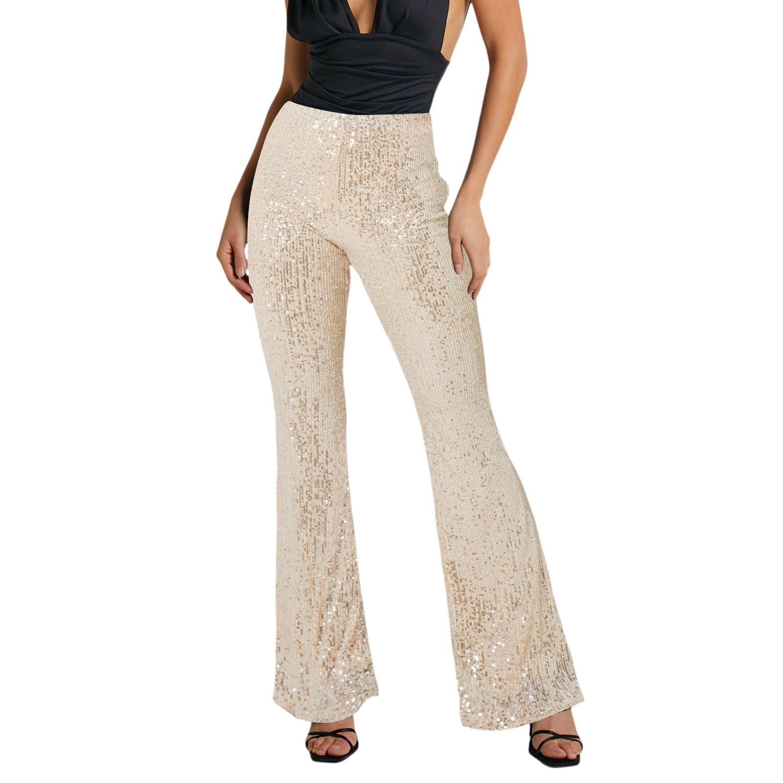 Summer Pants for Women Sequined Pants Sparkling Sequins High Waisted ...