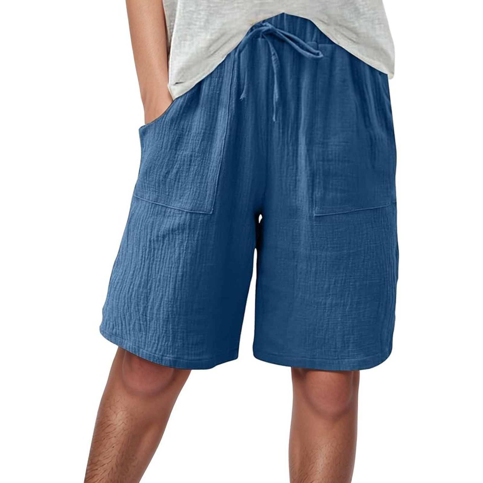 Summer Pants for Women Shorts For Women Knee Length Linen Wide Leg High ...