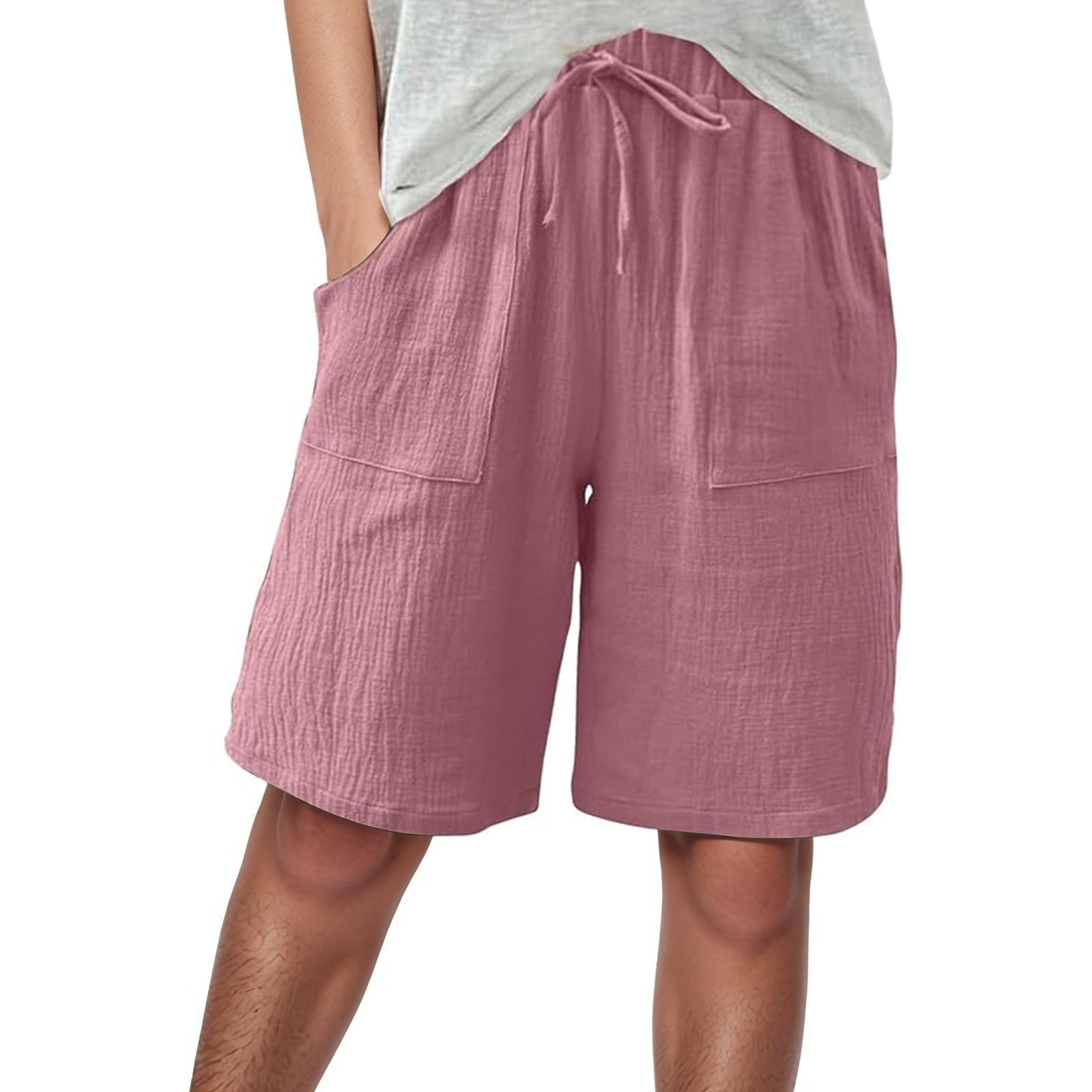 Summer Pants for Women Shorts For Women Knee Length Linen Wide Leg High ...
