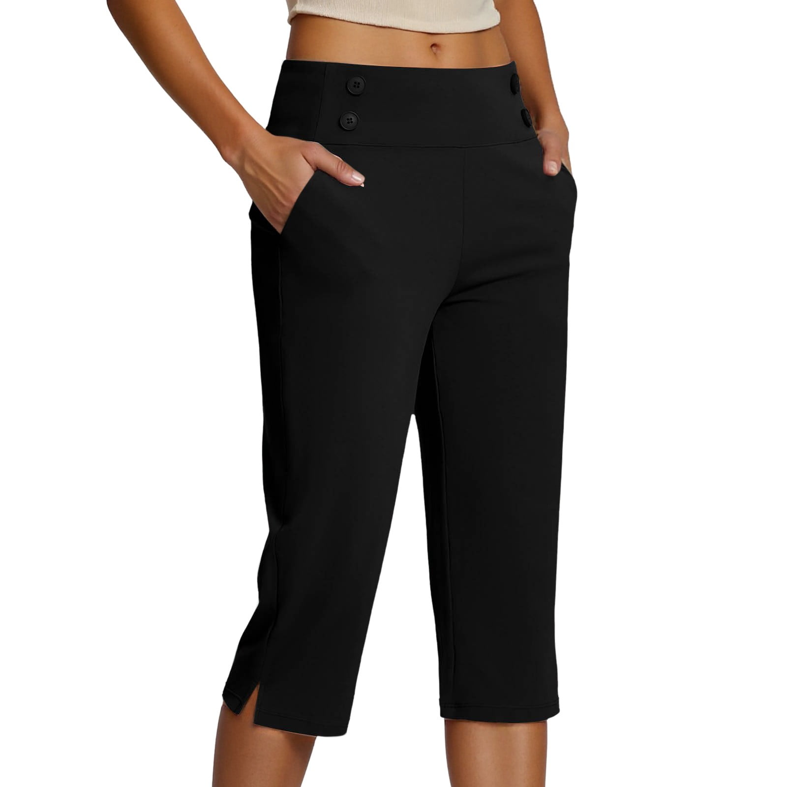 Summer Pants for Women Stretch Yoga Capris Casual Workout Capri Pants ...