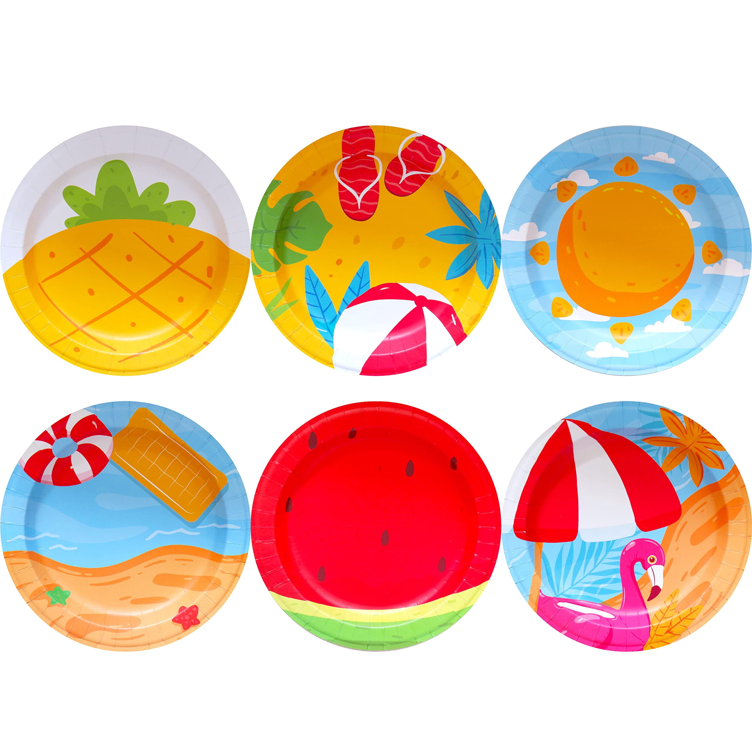 Summer Paper Plates - SSF20 60-Count Small Disposable Colorful Cute ...
