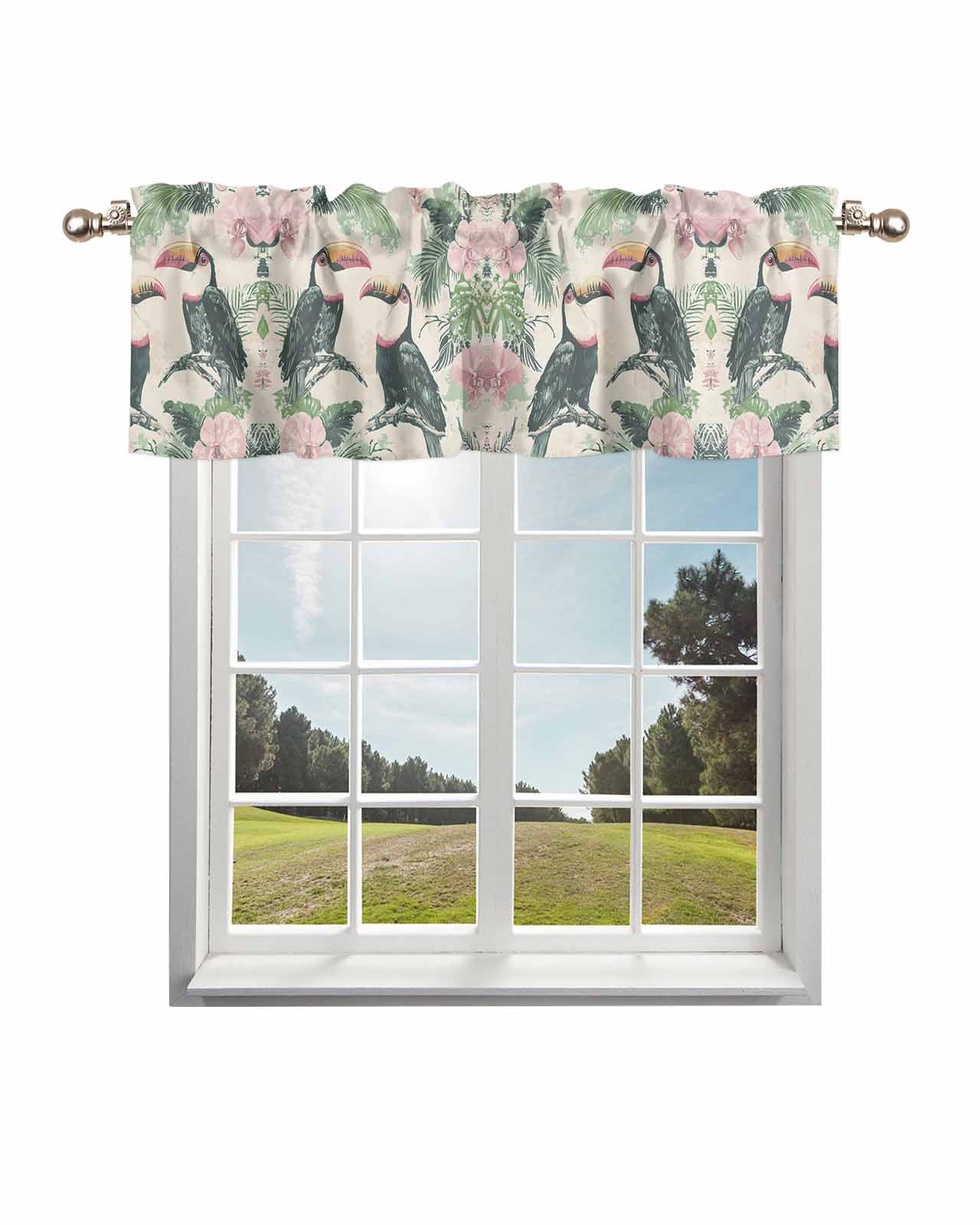 Summer Parrot Curtain Valance for Windows/Living Room/Kitchen/Bathroom ...