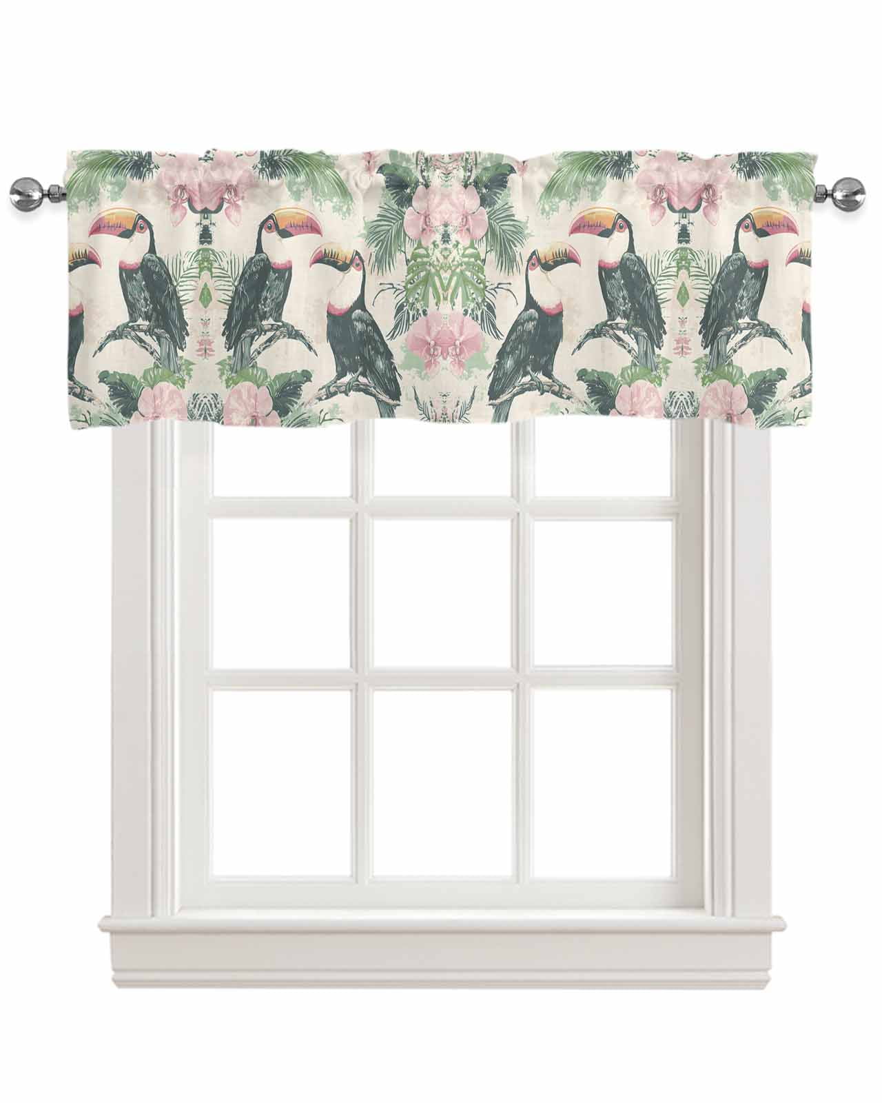 Summer Parrot Kitchen Valances for Windows Farmhouse Linen Window ...