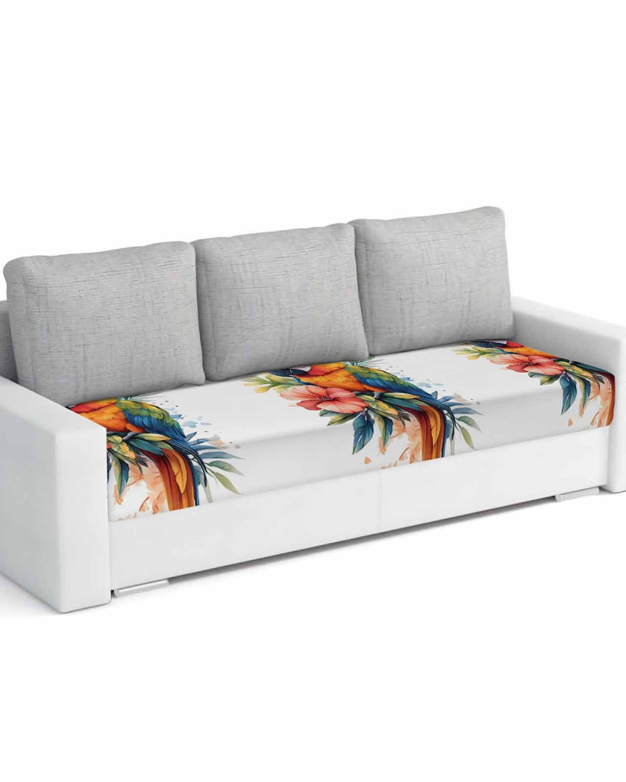 Summer Parrot Sofa Couch Cushion Covers Washable, Removable Stretchable ...
