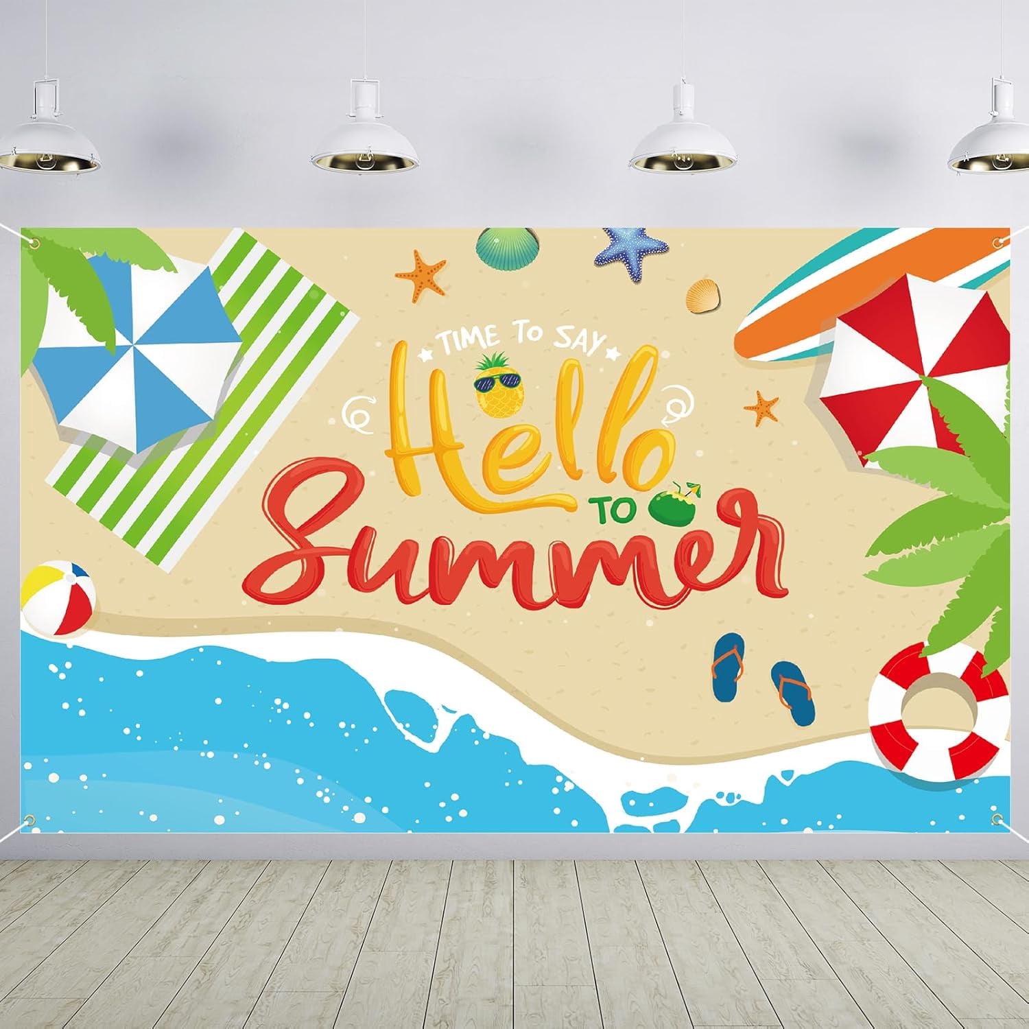 Summer Party Decorations, Funny Hello Summer Banner Backdrop, Summer ...