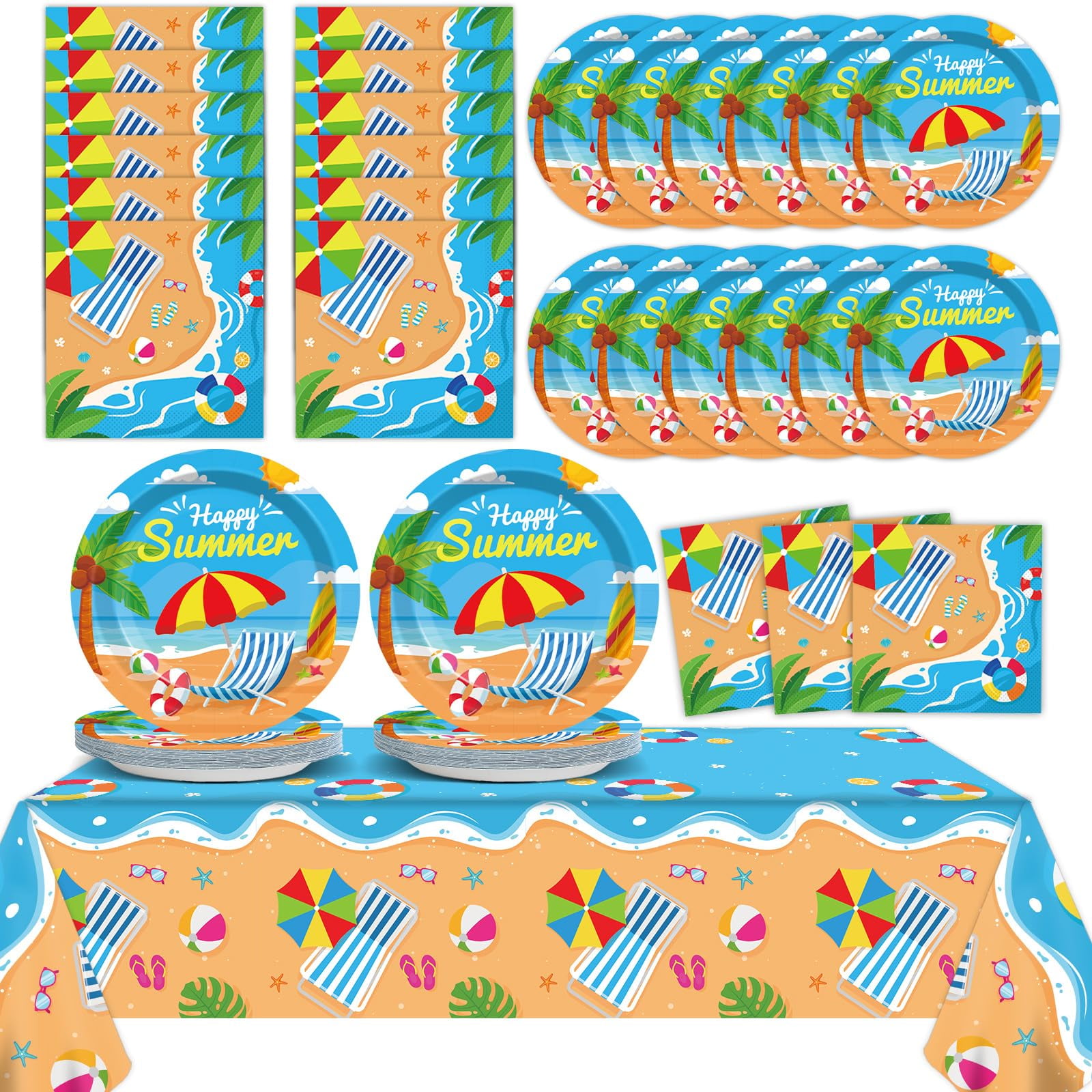 Summer Party Supplies Serves IFF17 24 Beach Luau Party Paper Plates ...