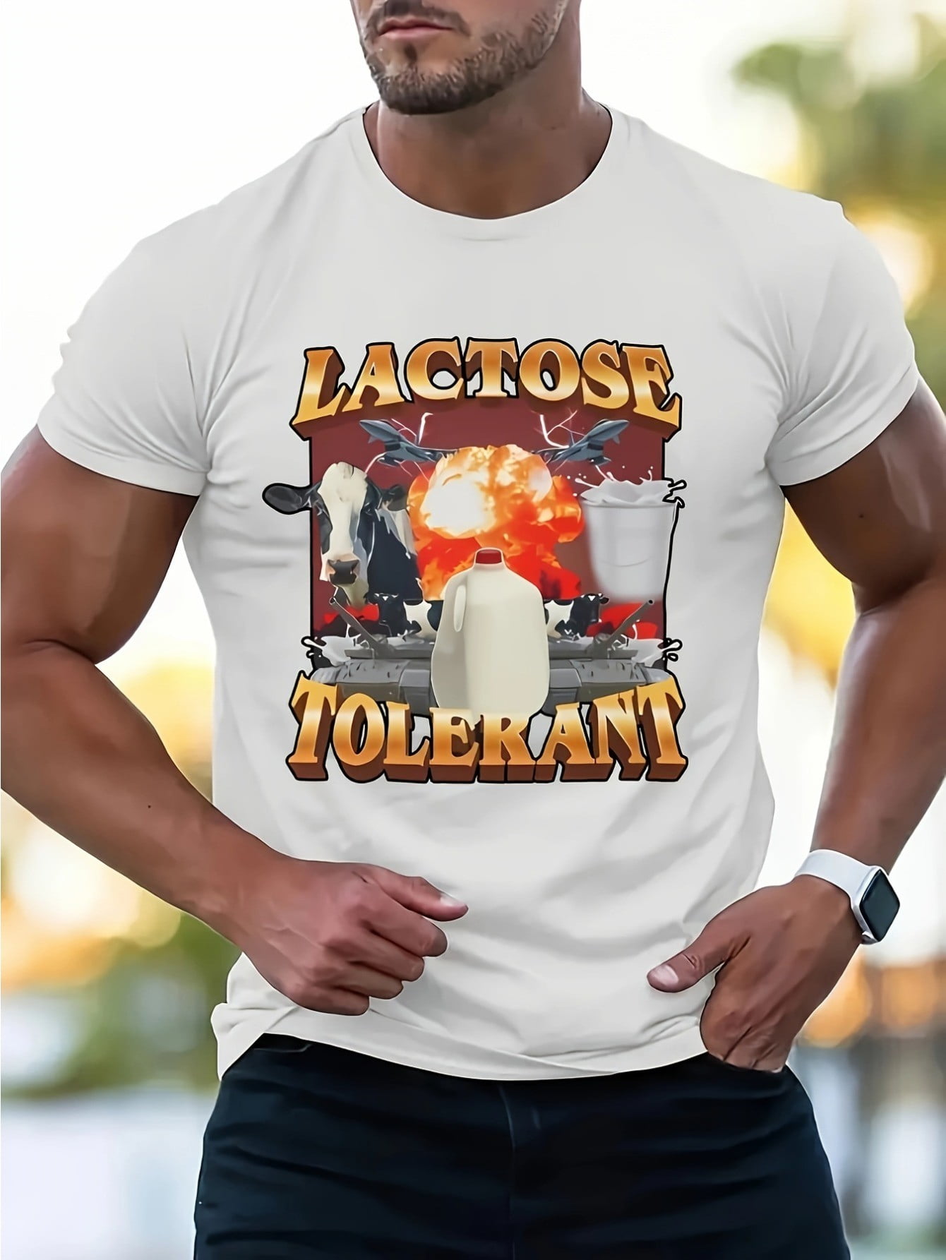 Summer Party Wear Graphic T-Shirt for Men - Lactose Tolerant - Walmart.com