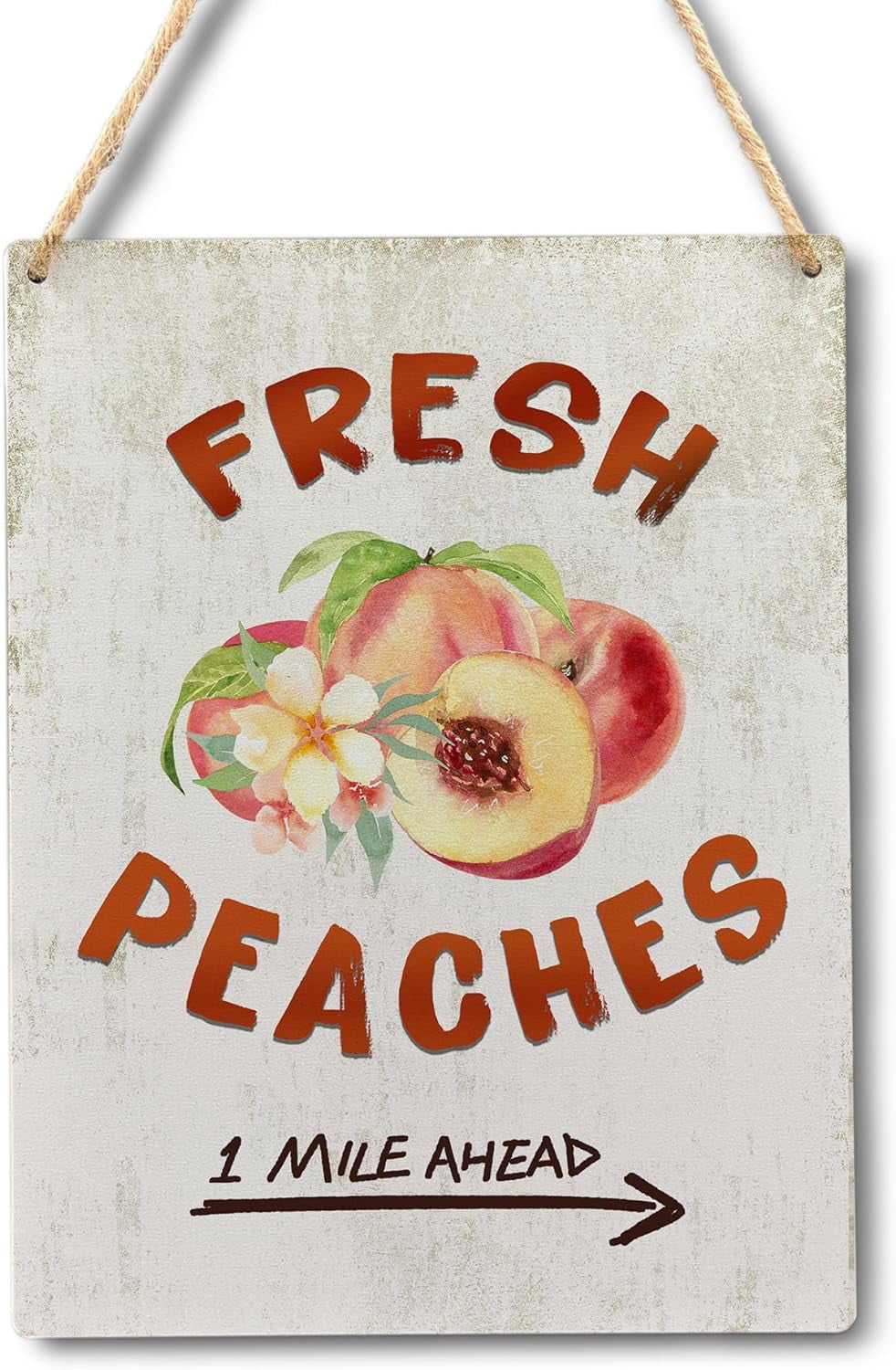 Summer Peach Decor, Fresh Peaches Vintage Wood Hanging Sign Plaque 10X8 ...