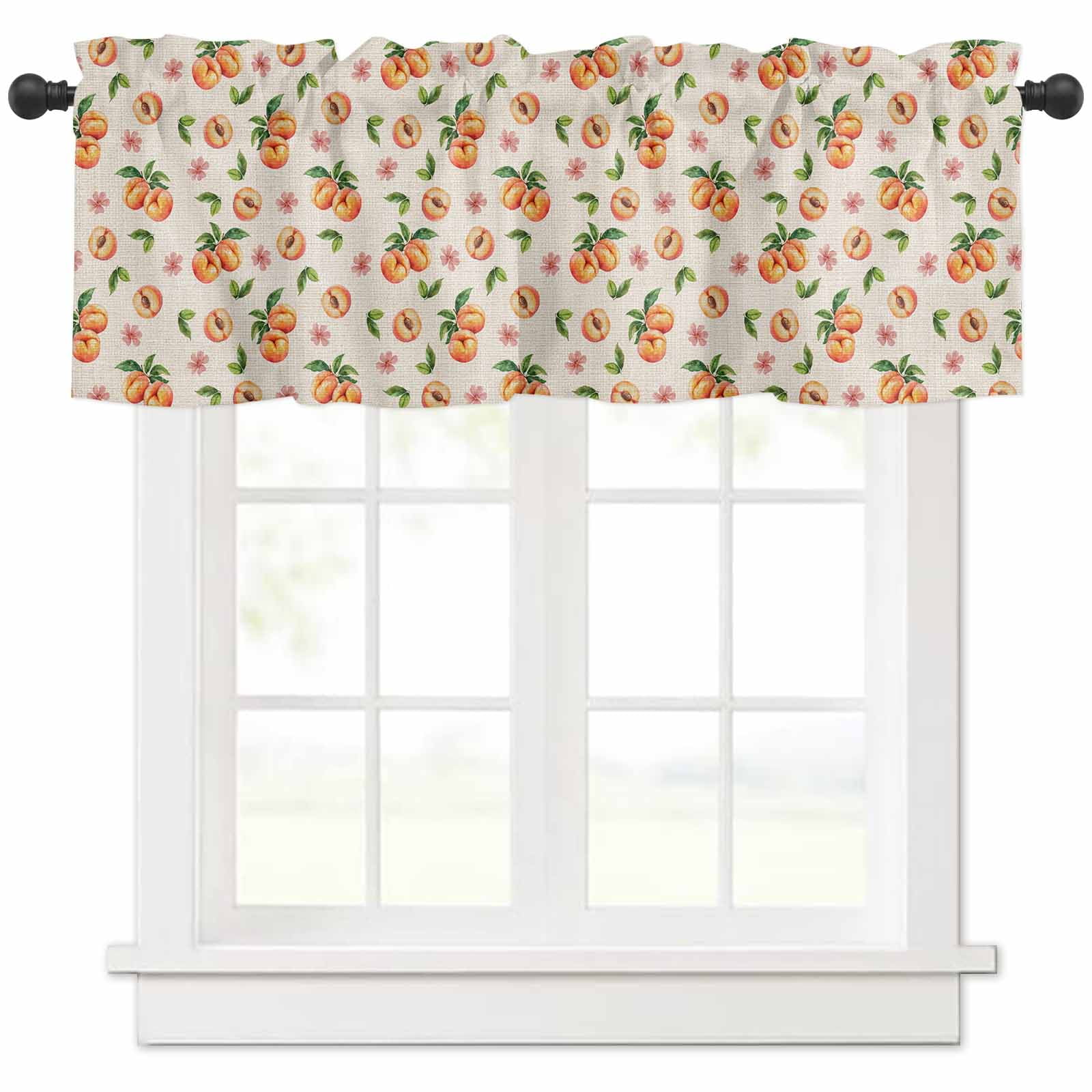 Summer Peach Valances for Windows Farmhouse Kitchen Curtains Valances ...