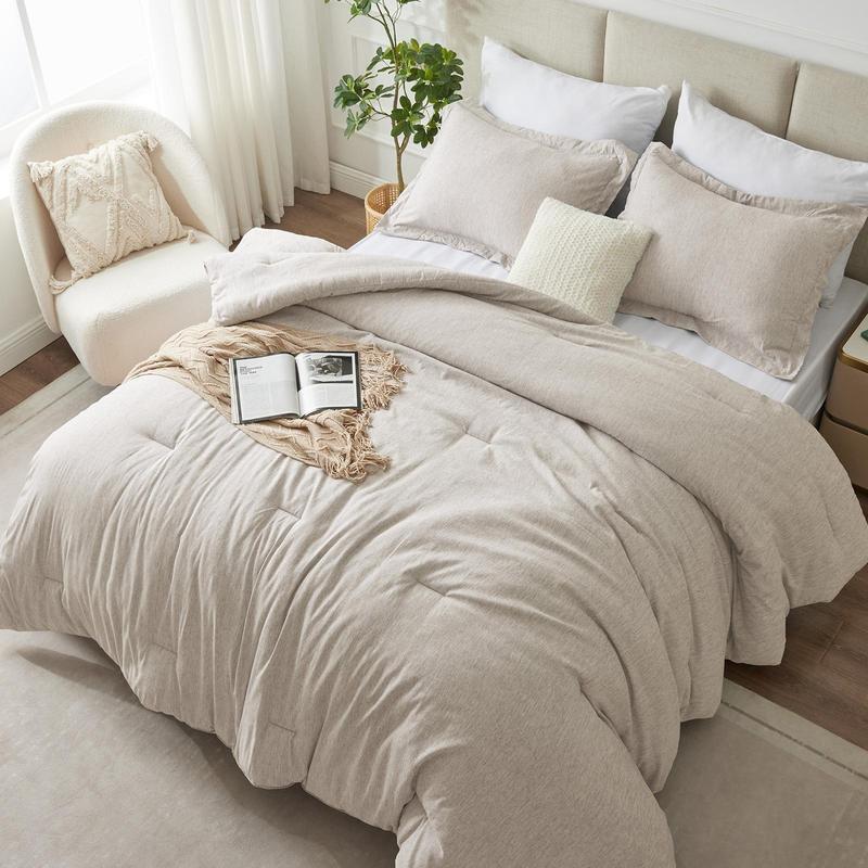 【Summer Pick】CozyLux Comforter Set - 3 Pieces Light Grey Soft Luxury ...