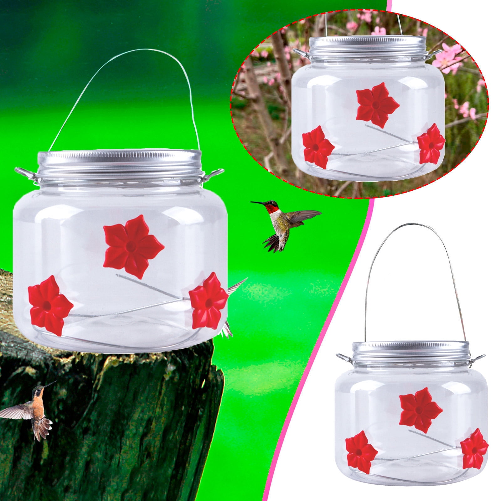 Summer Picks, Vsgery Hummingbird Feeder, 3-Port Feeder, Durable Plastic ...