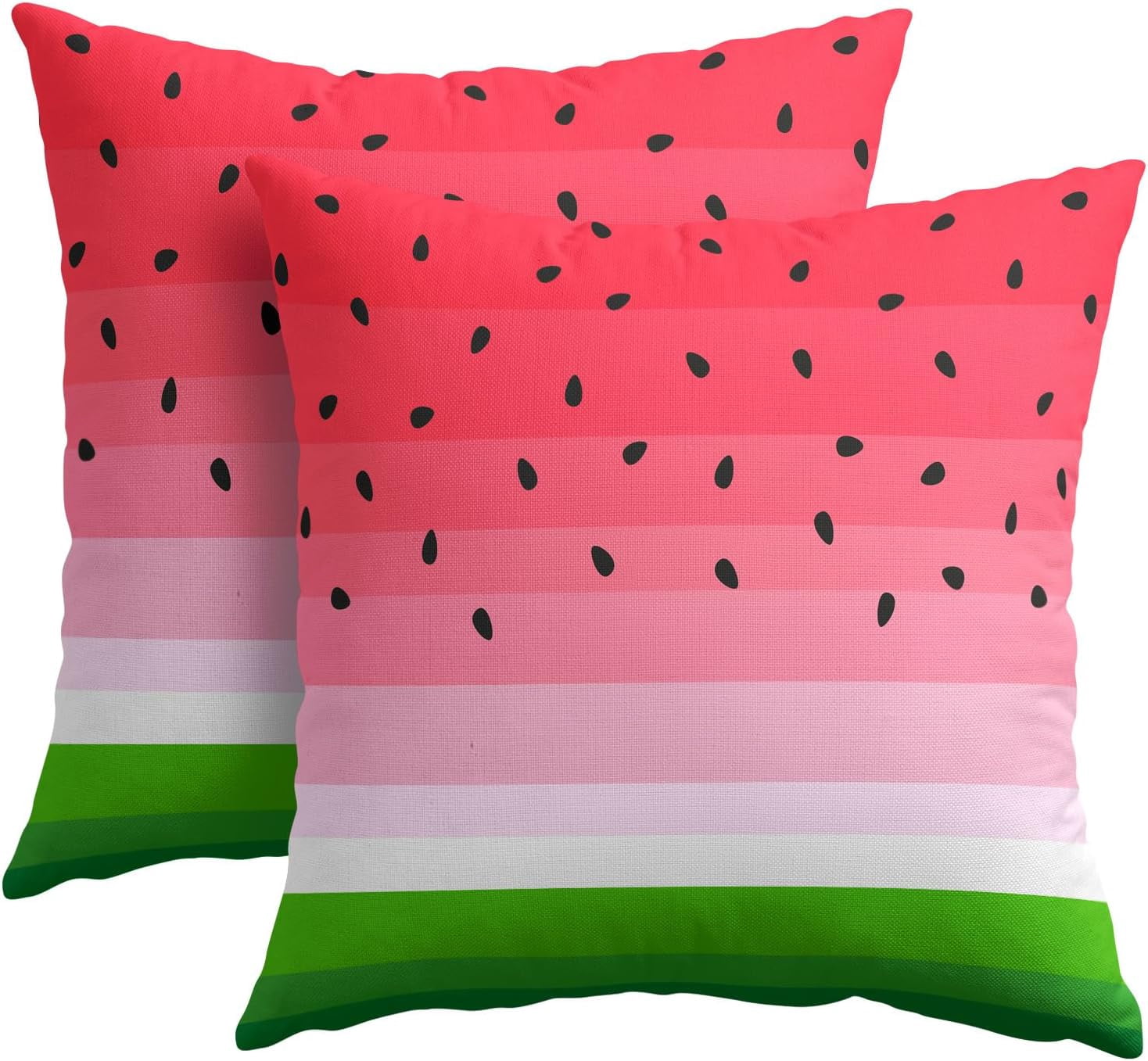 Summer Pillow Covers 16x16 Inch Set of 2 Watermelon Decorative Throw ...