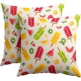 Summer Pillow Covers 16x16 Inch Set of 2Ice Cream Popsicle Decorative ...