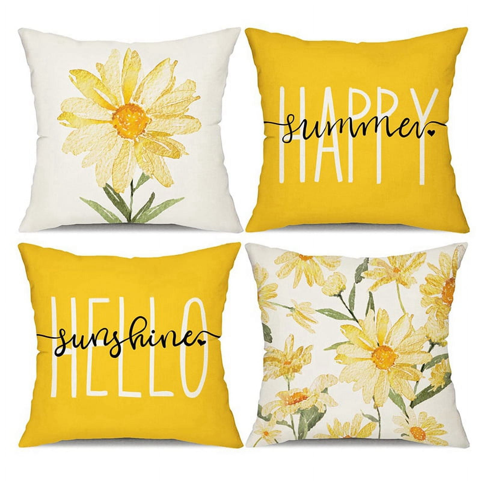 Summer Pillow Covers 18X18 Set of 4 Farmhouse Throw Pillows Summer ...
