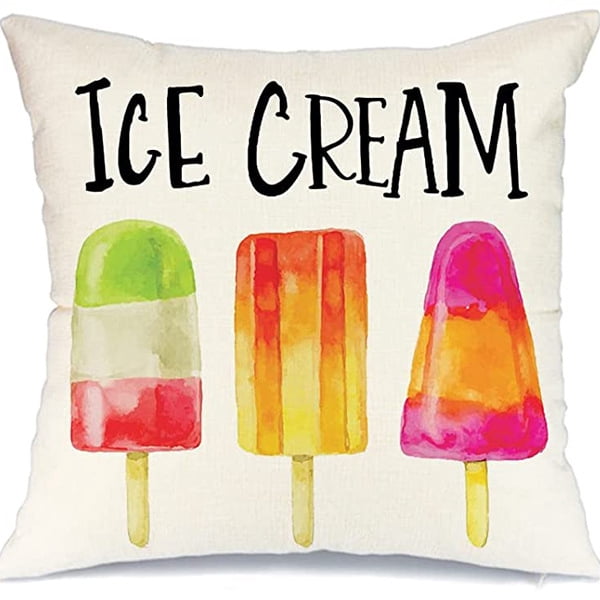 Summer Pillow Covers 18x18 Inch Popsicle Ice Cream Pillows Decorative ...