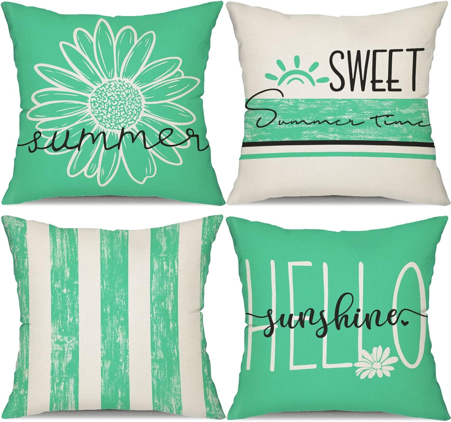 Summer Pillow Covers 20x20 Inch Set of 4 Outdoor Pillow Covers Daisy ...