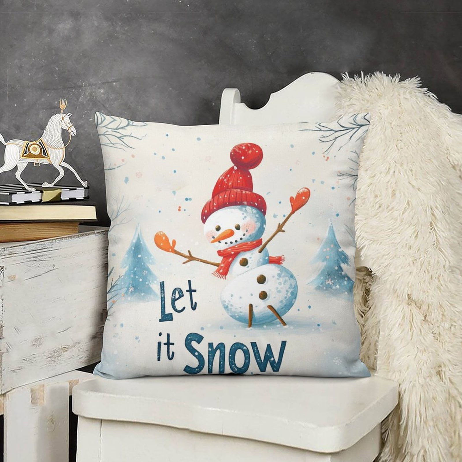 Summer Pillow Covers 24 "x24 " Let It Snow Cute Snowman Doing A ...