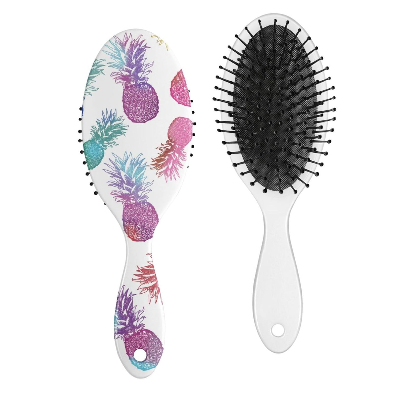 Summer Pineapple Hair Brush, Tropical Fruit Print Detangling Paddle ...