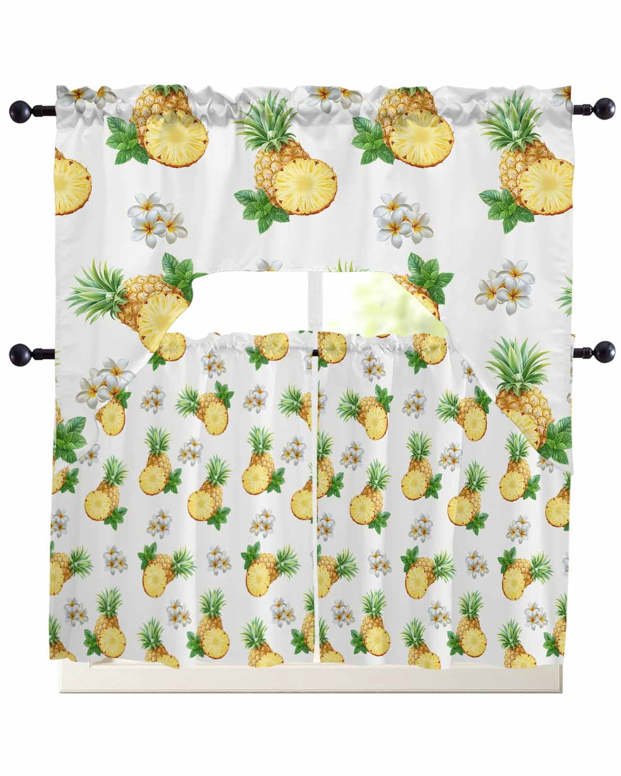 Summer Pineapple Kitchen Curtains Swag Valance And Tier Curtains Set 36