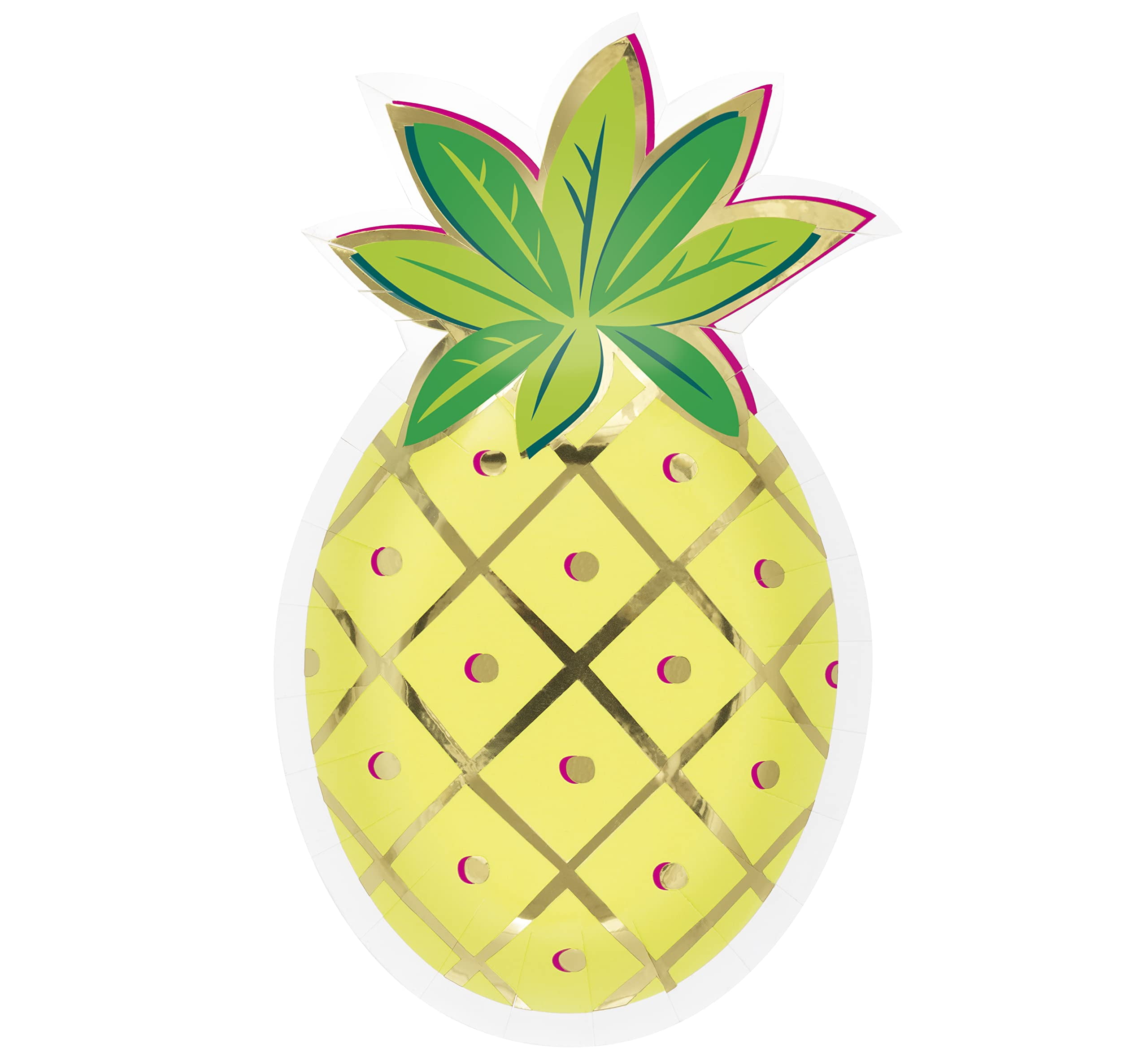 Unique 20955 Pineapple Shaped Paper Plates-Tropical Leaves Summer Party ...