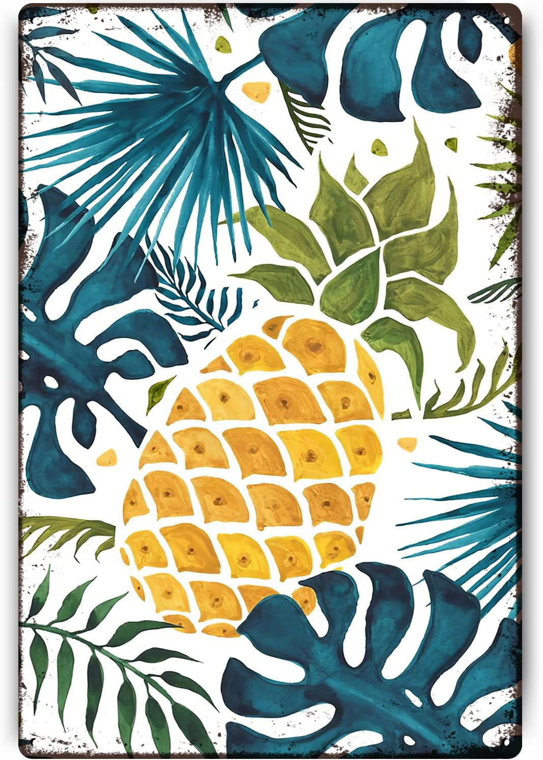Summer Pineapple Tropical Leaf Pattern Wall Art Decor Farmhouse ...