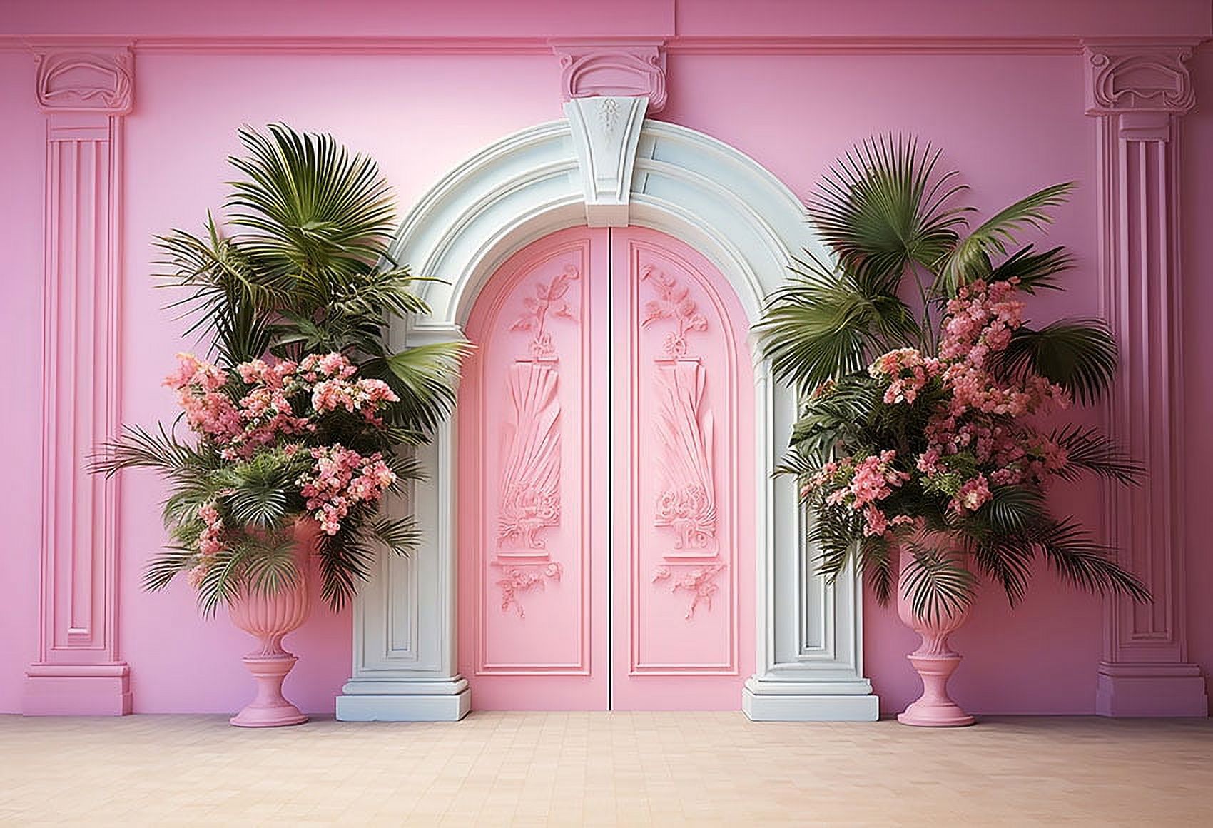 Summer Pink Door Princess Girls Birthday Party Cake Smash Portrait r ...