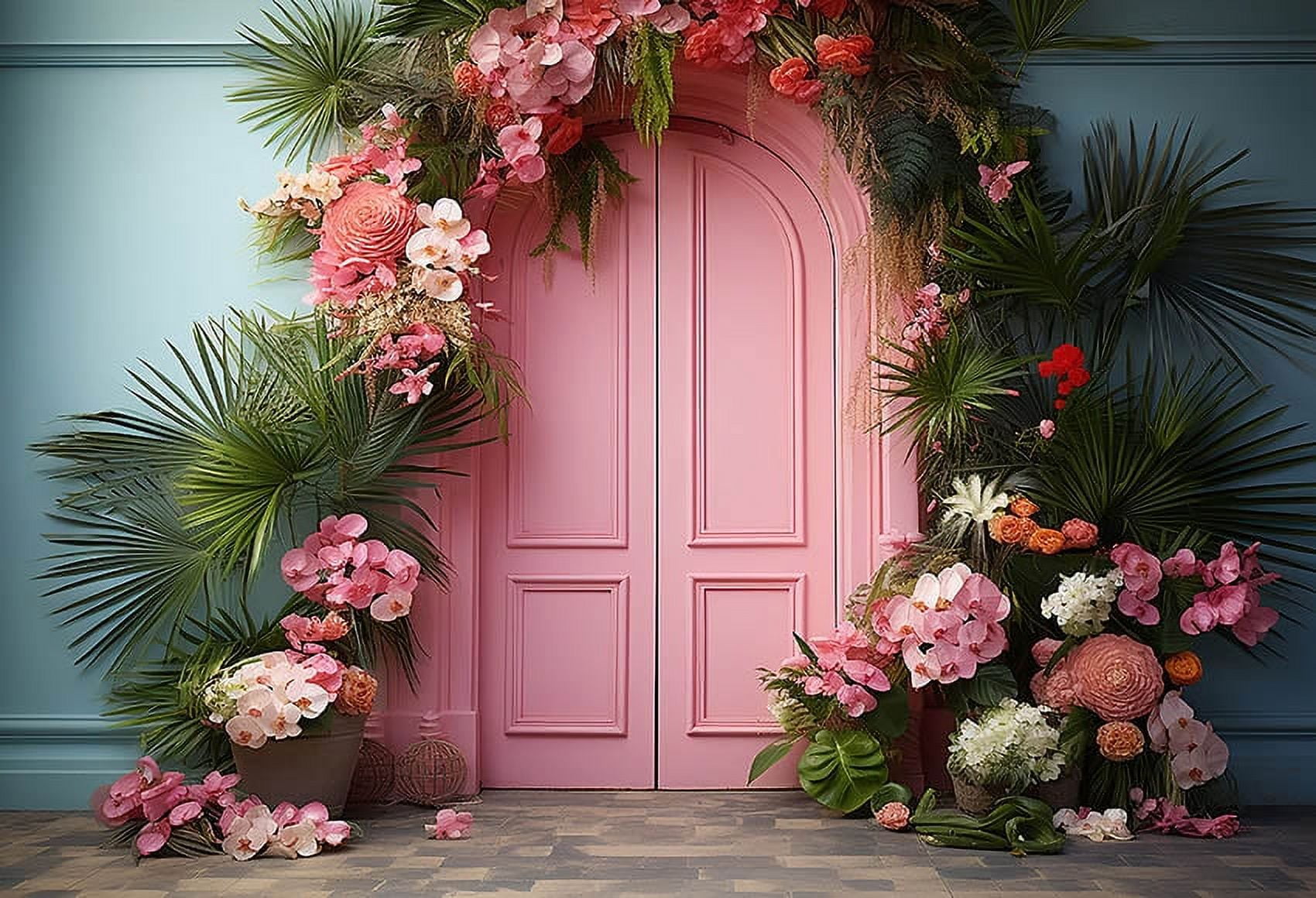 Summer Pink Door Princess Girls Birthday Party Cake Smash Portrait r ...