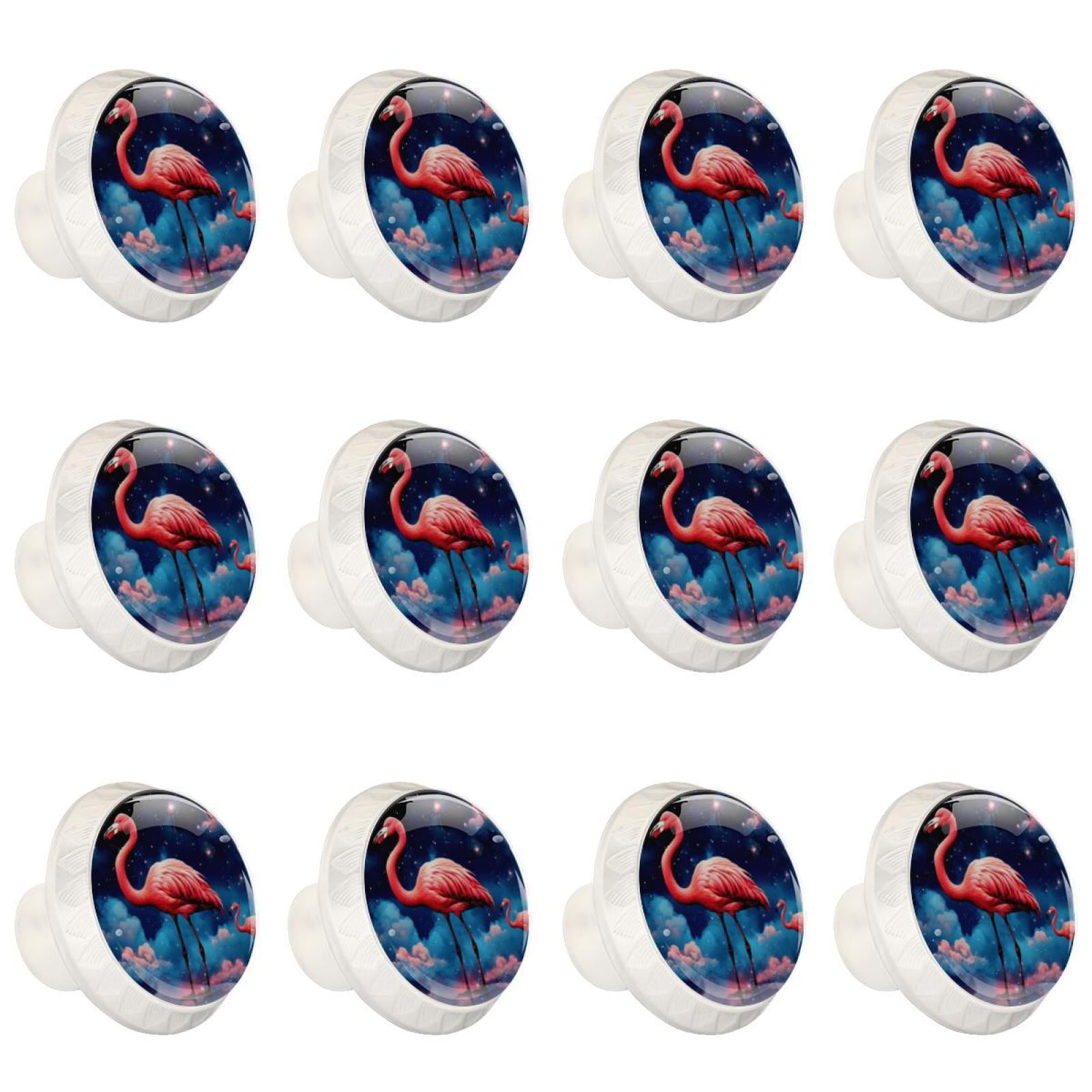 Summer Pink Flamingo 12 Pcs White Round Drawer Pulls with Screws,ABS ...