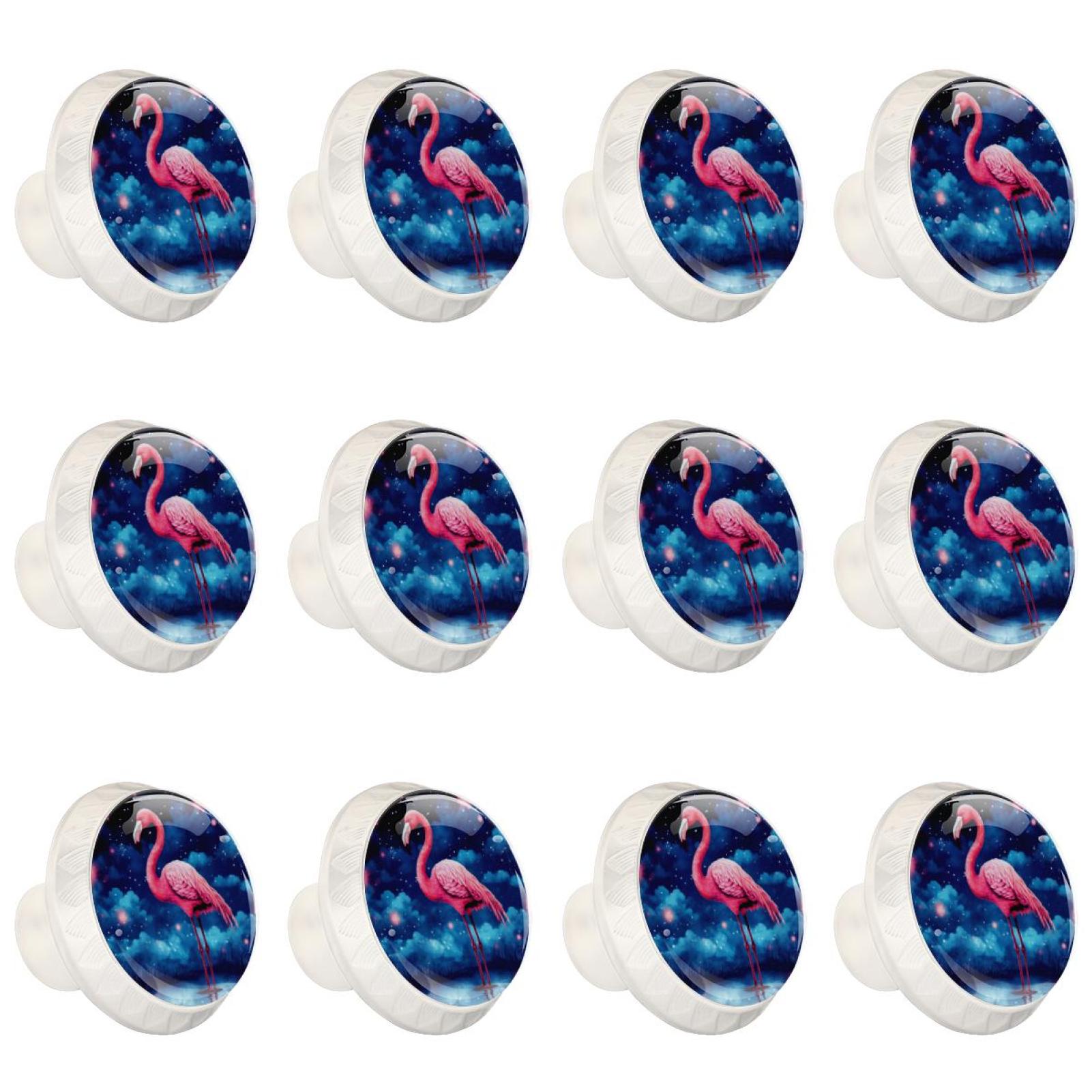 Summer Pink Flamingo 12 Pcs White Round Drawer Pulls with Screws,ABS ...