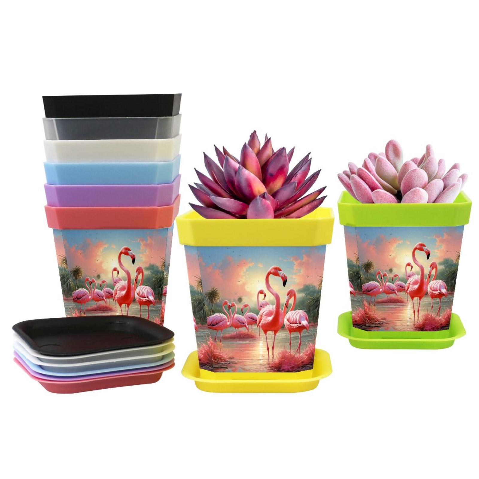 Summer Sky Pink Flamingo Loyal Hearts Caribbean Planter 8PCS ...
