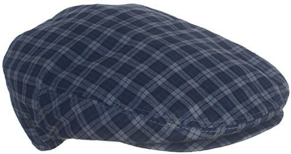Summer Plaid Ivy Scally Driver Cap 100% Cotton Flat Hat (Blue & Gray ...