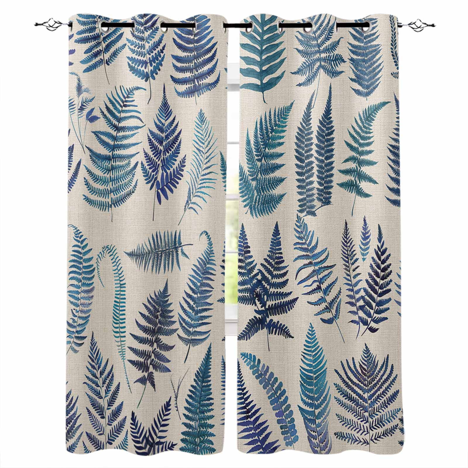 Summer Plant Ferns Window Curtain Living Room Kitchen Curtain Panel ...