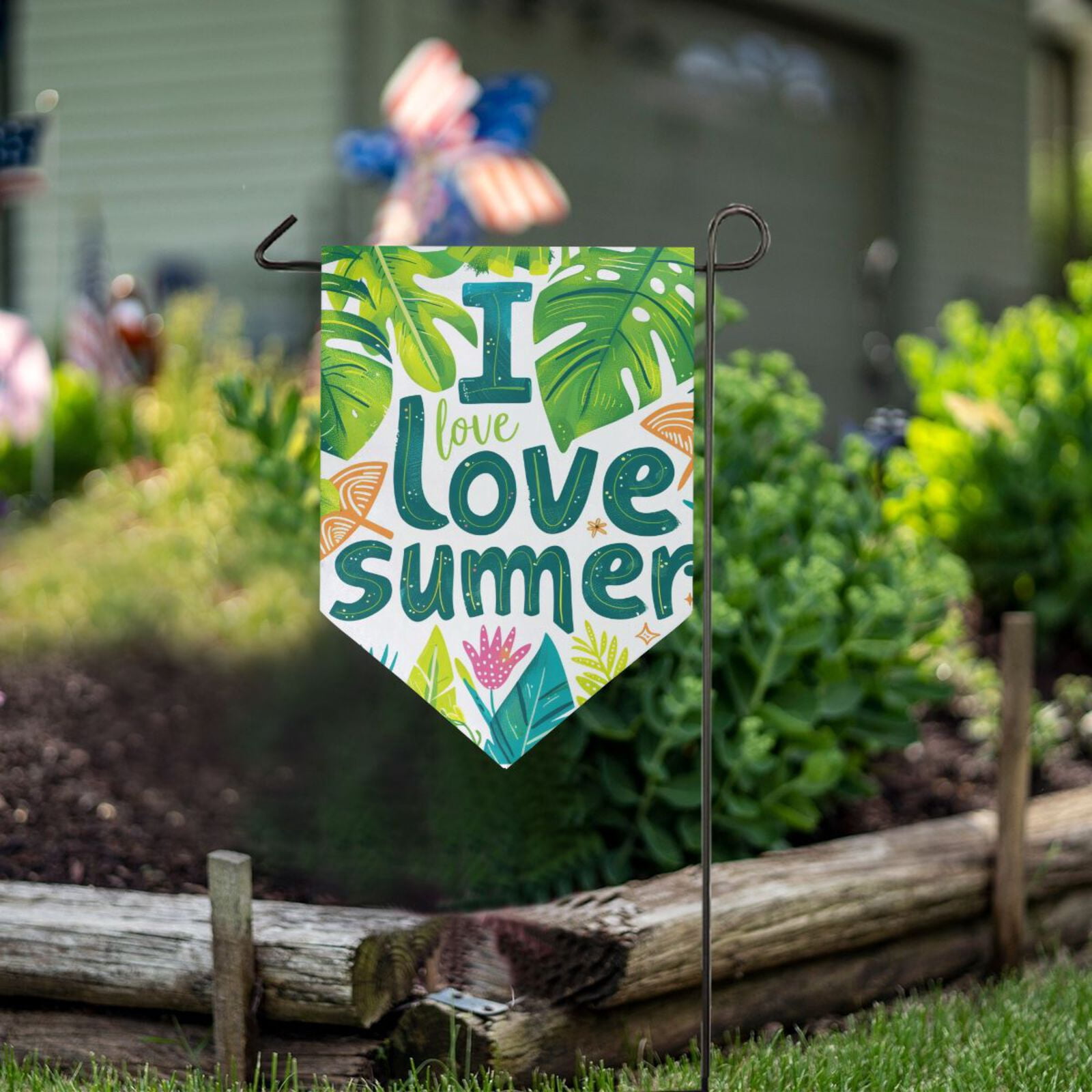 Summer Plants Leaves Garden Flag 18" x 12.5" Double Sided Yard Lawn ...