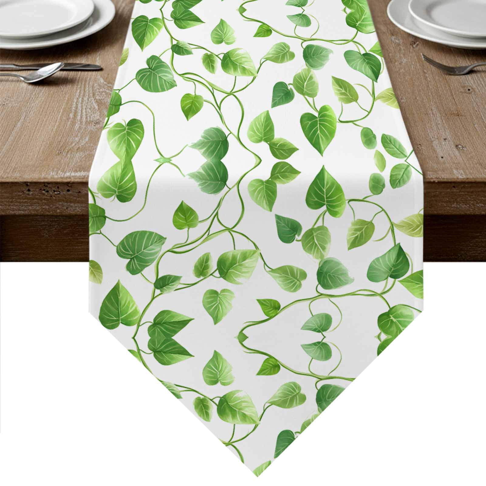 Summer Plants Table Runner Linen Burlap Table Runner 72 Inches Long ...