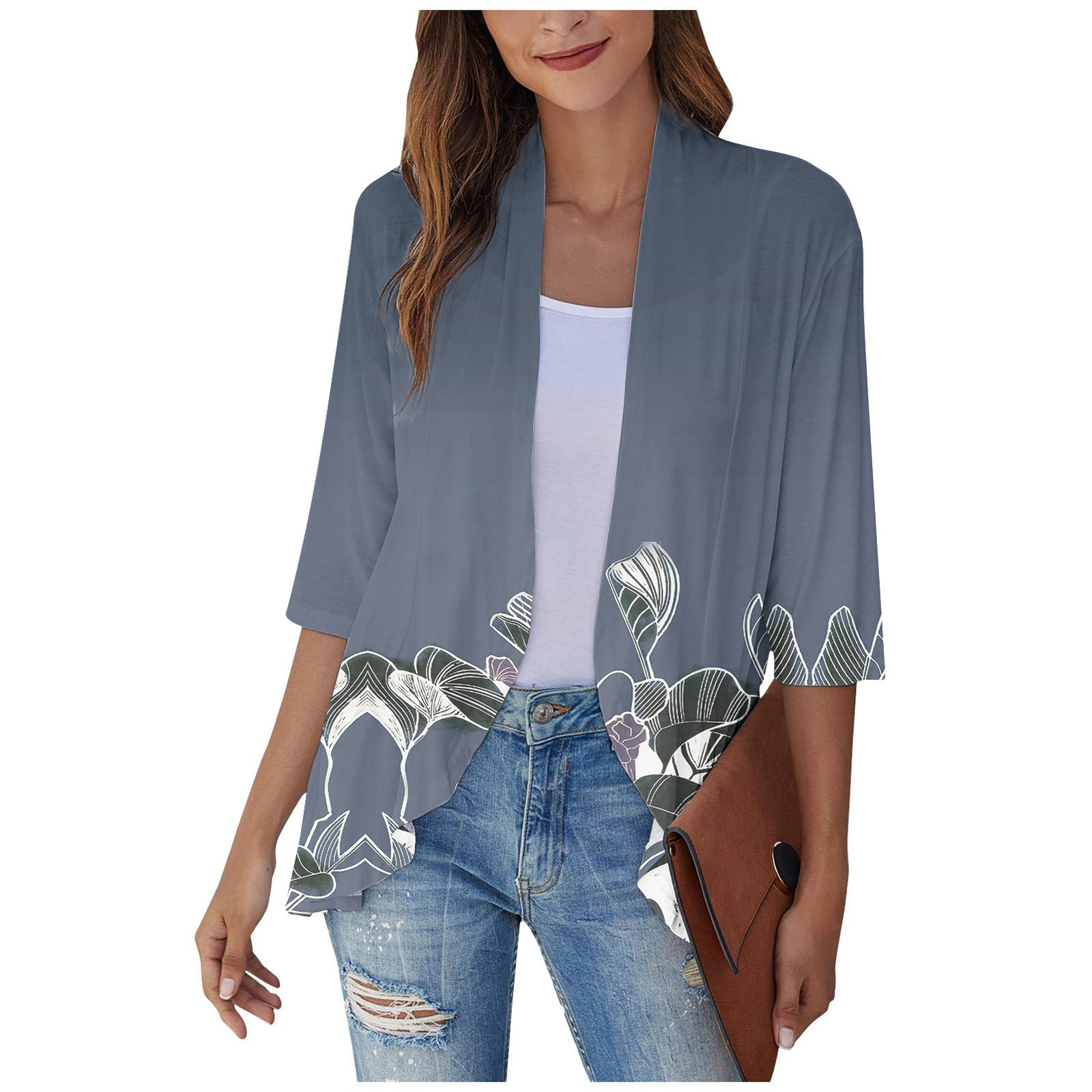 Summer Plus Size Cardigans for Women Lightweight 3/4 Sleeve Casual ...